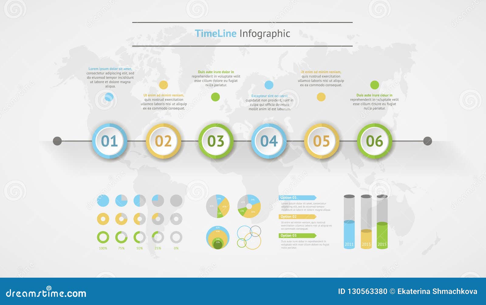 Timeline Vector Infographic. World Map Stock Illustration ...