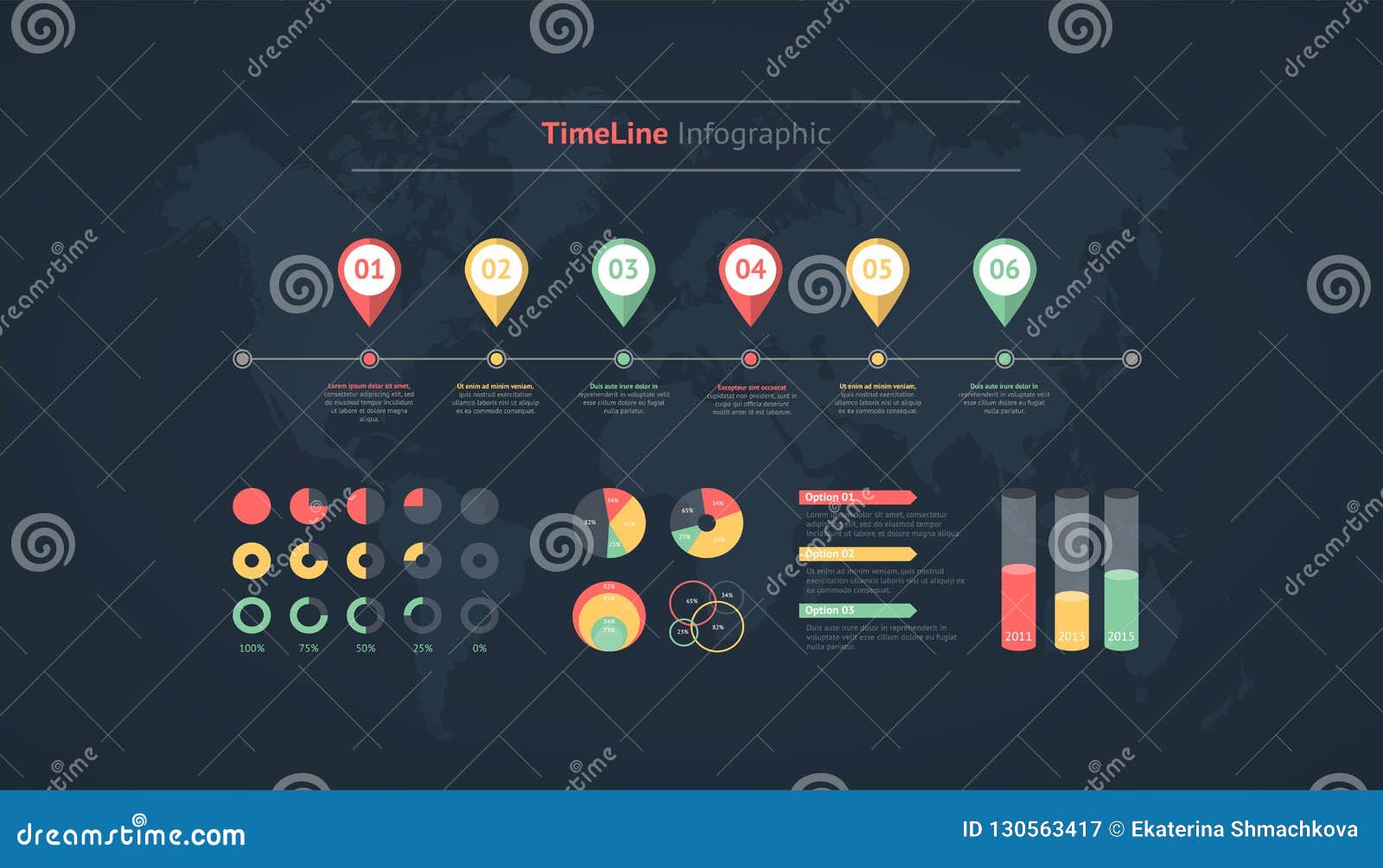 Timeline Vector Infographic. World Map Stock Illustration ...