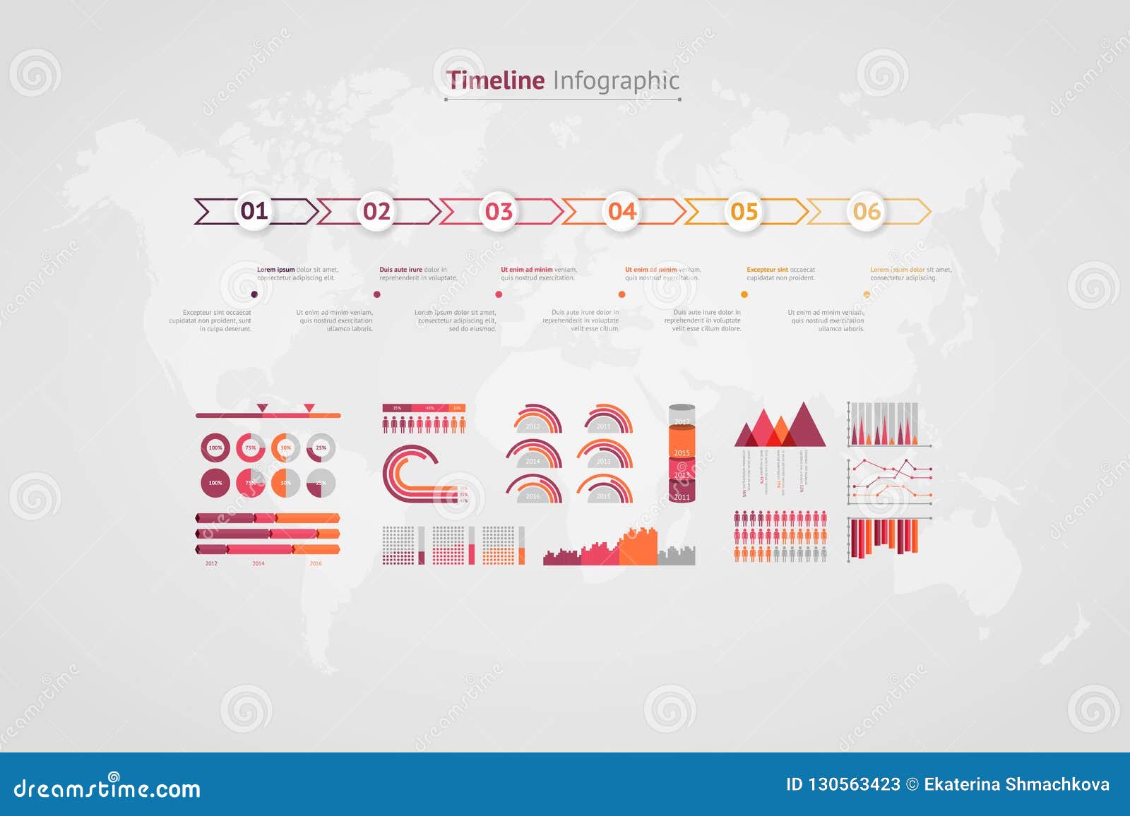 Timeline Vector Infographic. World Map Stock Illustration ...