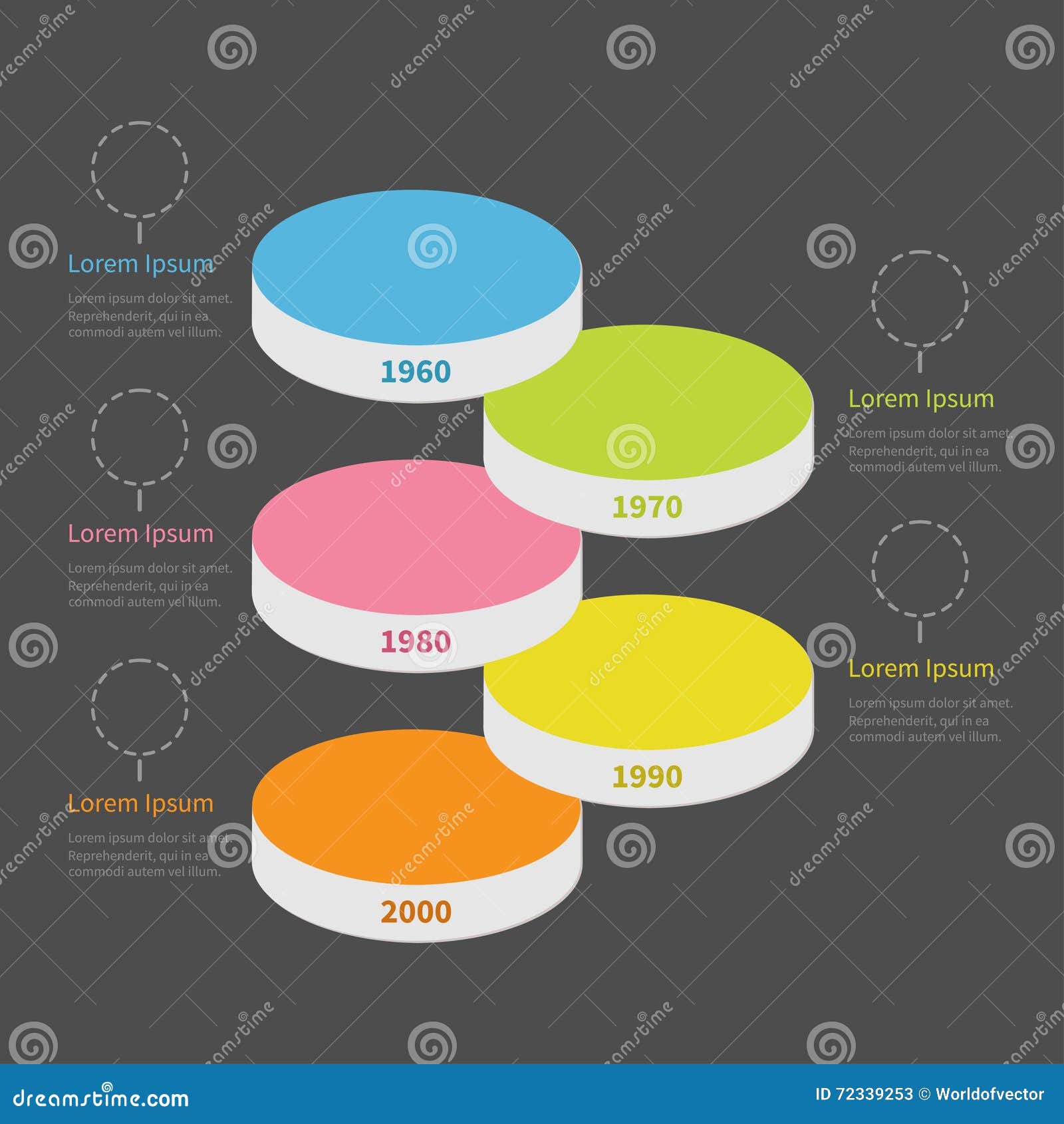 Timeline Vertical Round Colorful Stage Podium Segment Infographic With ...