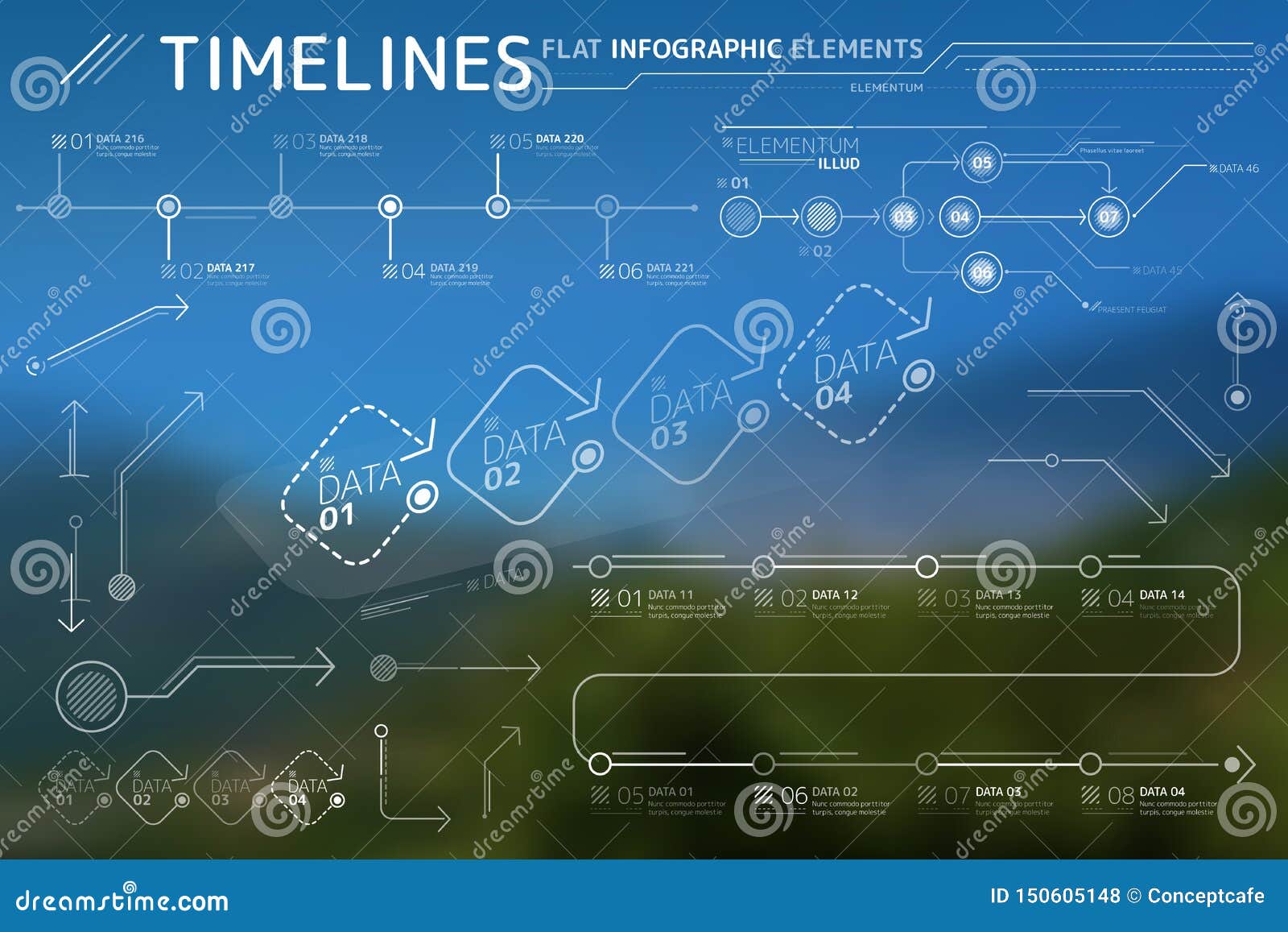 Timelines Flat Infographic Elements Collection Stock Vector ...