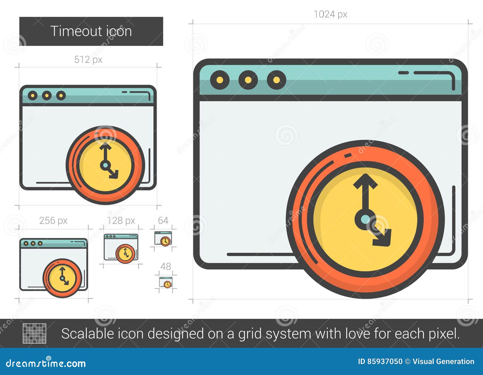 Timeout line icon. stock vector. Illustration of deadline - 85937050