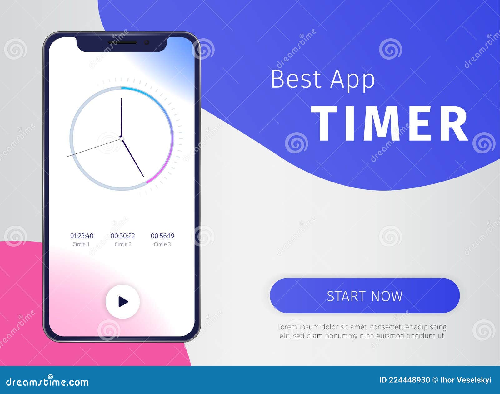 Timer App Poster stock vector. Illustration of digital - 224448930
