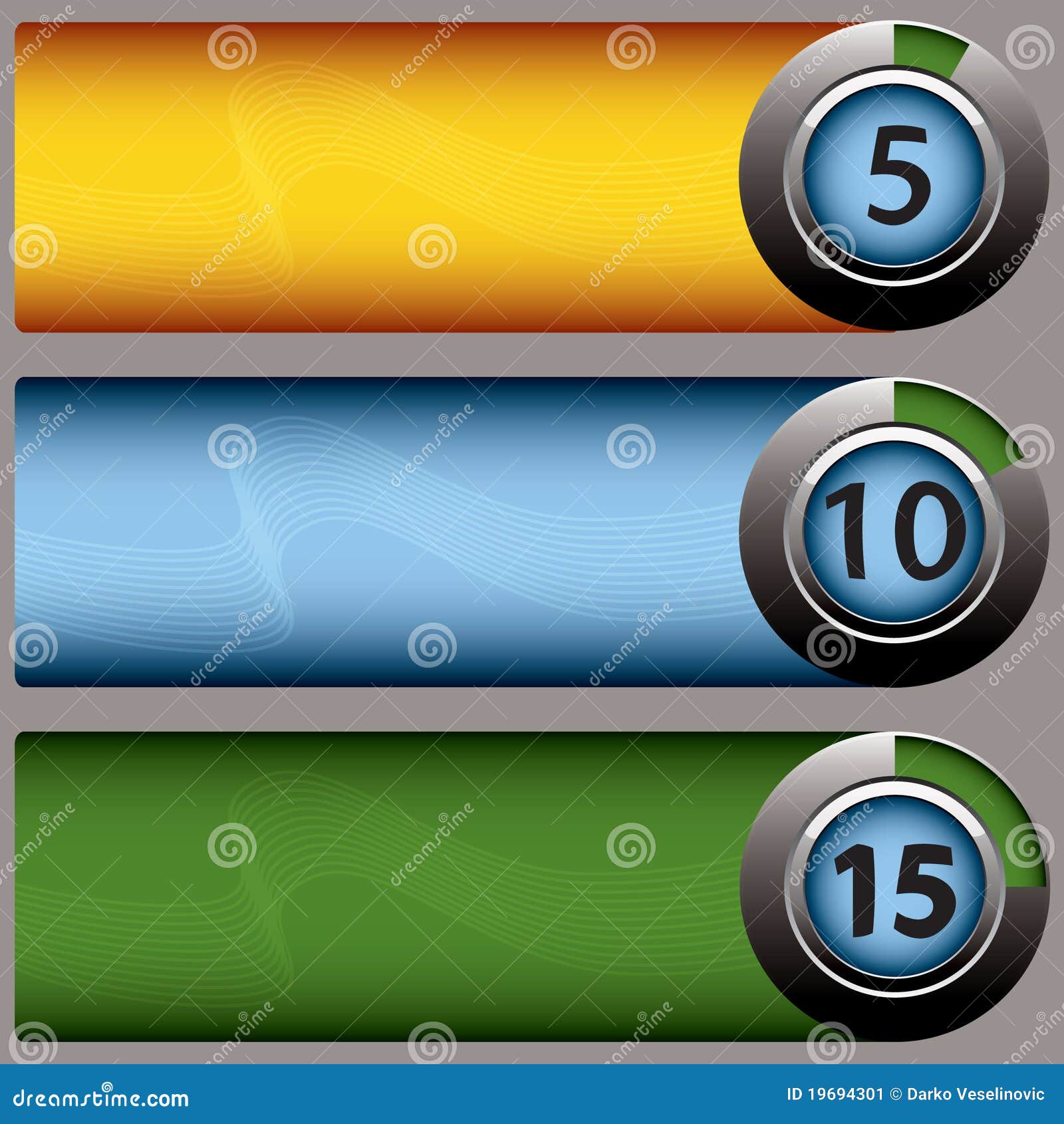 Timer Banners With 12 Diferent Timer In Swatches Cartoon Vector ...