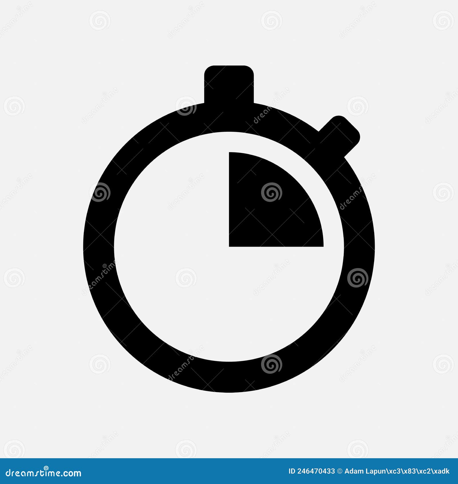 Timer Black Vector Icon on White Background Stock Vector - Illustration ...