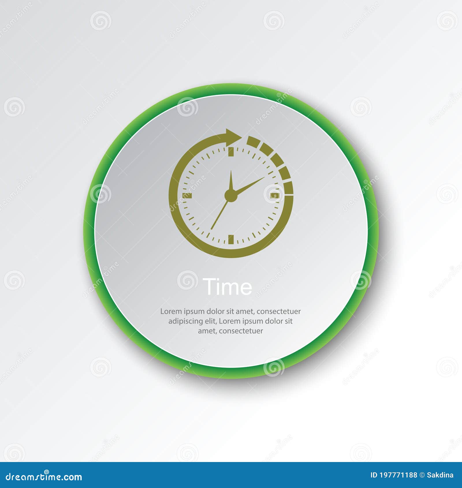 Timer Button of Green with Icon Speed Concept. Stock Vector ...