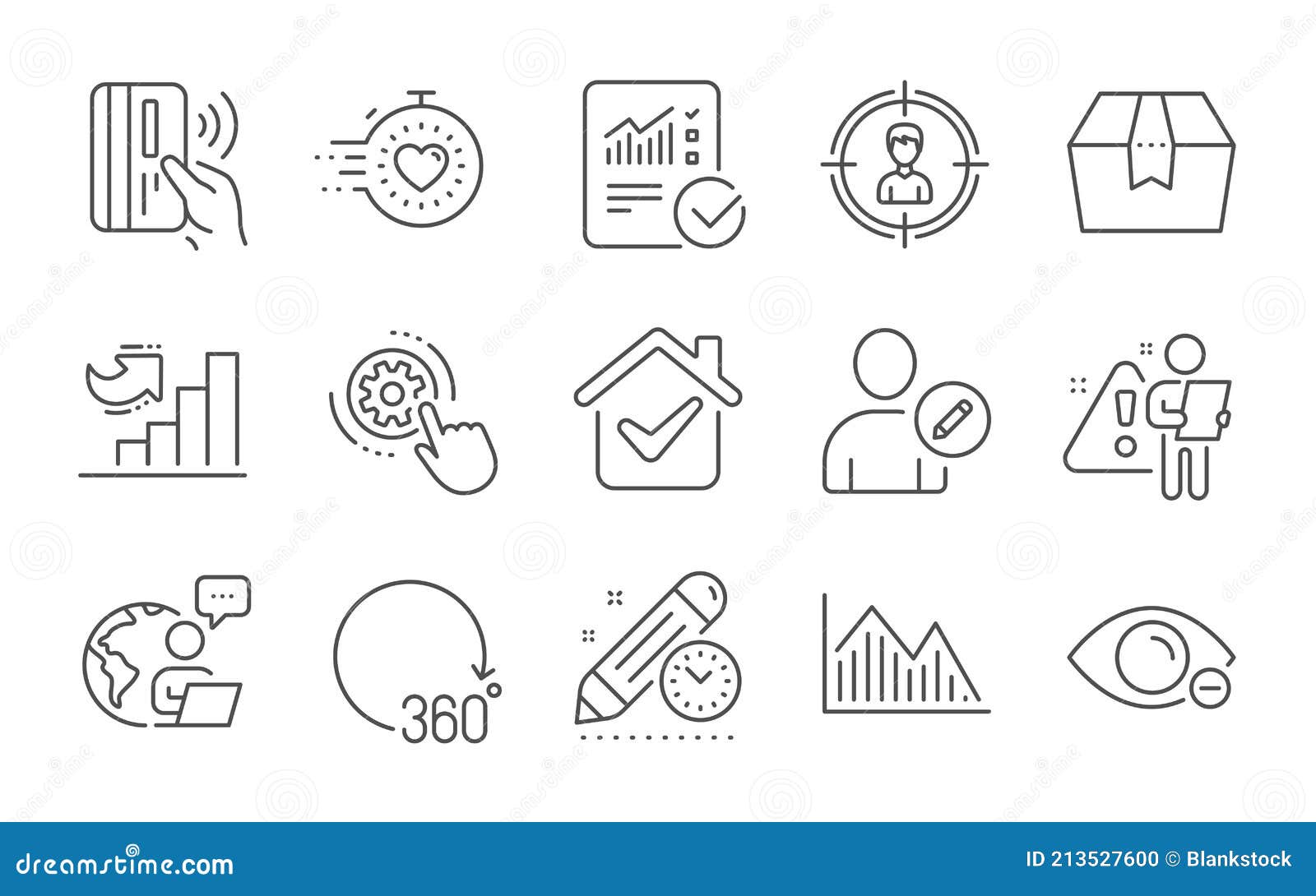Timer, Checked Calculation and Contactless Payment Icons Set. Vector Stock Vector - Illustration ...