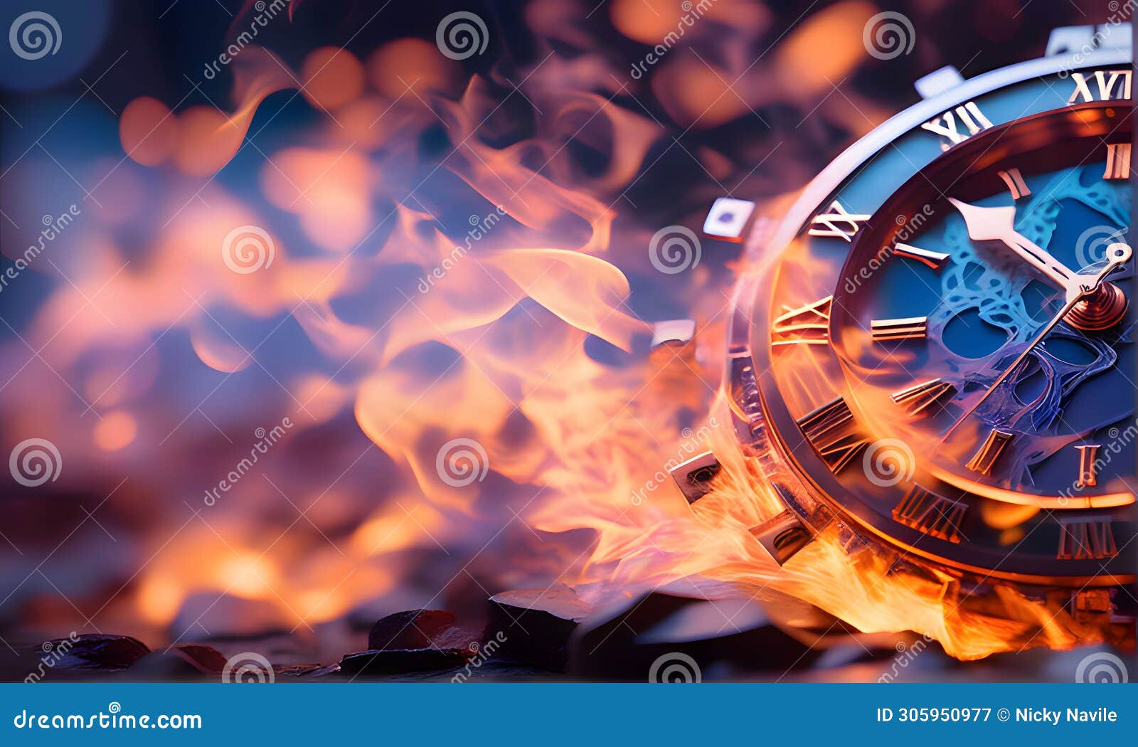 Timer Clock on Fire. Generative AI Illustration Stock Illustration ...