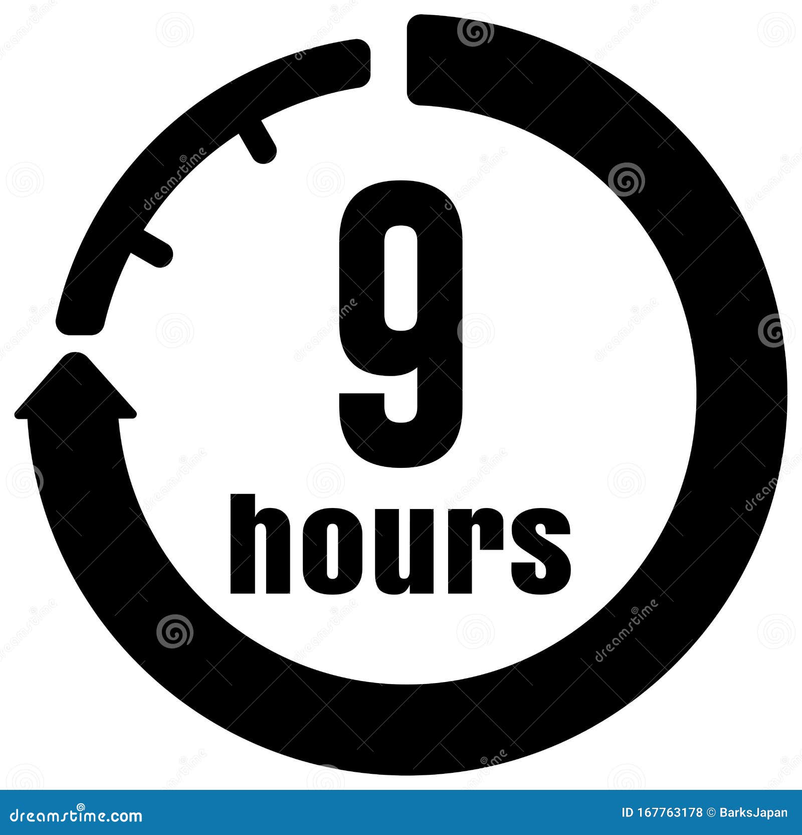 Timer, Clock Icon Illustration 9 Hours Stock Vector - Illustration of ...