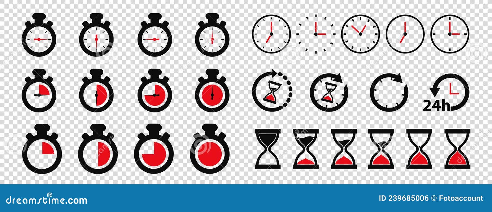 Different Timer Icons - Colorful Vector Illustrations Set - Isolated On ...