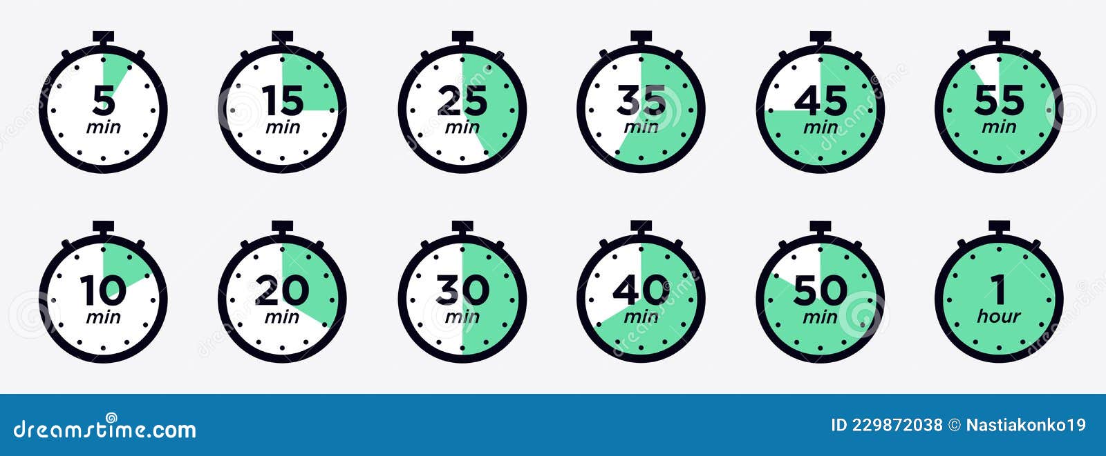 Timer, Clock, Stopwatch Isolated Set Icons. Label Cooking Time. Vector ...