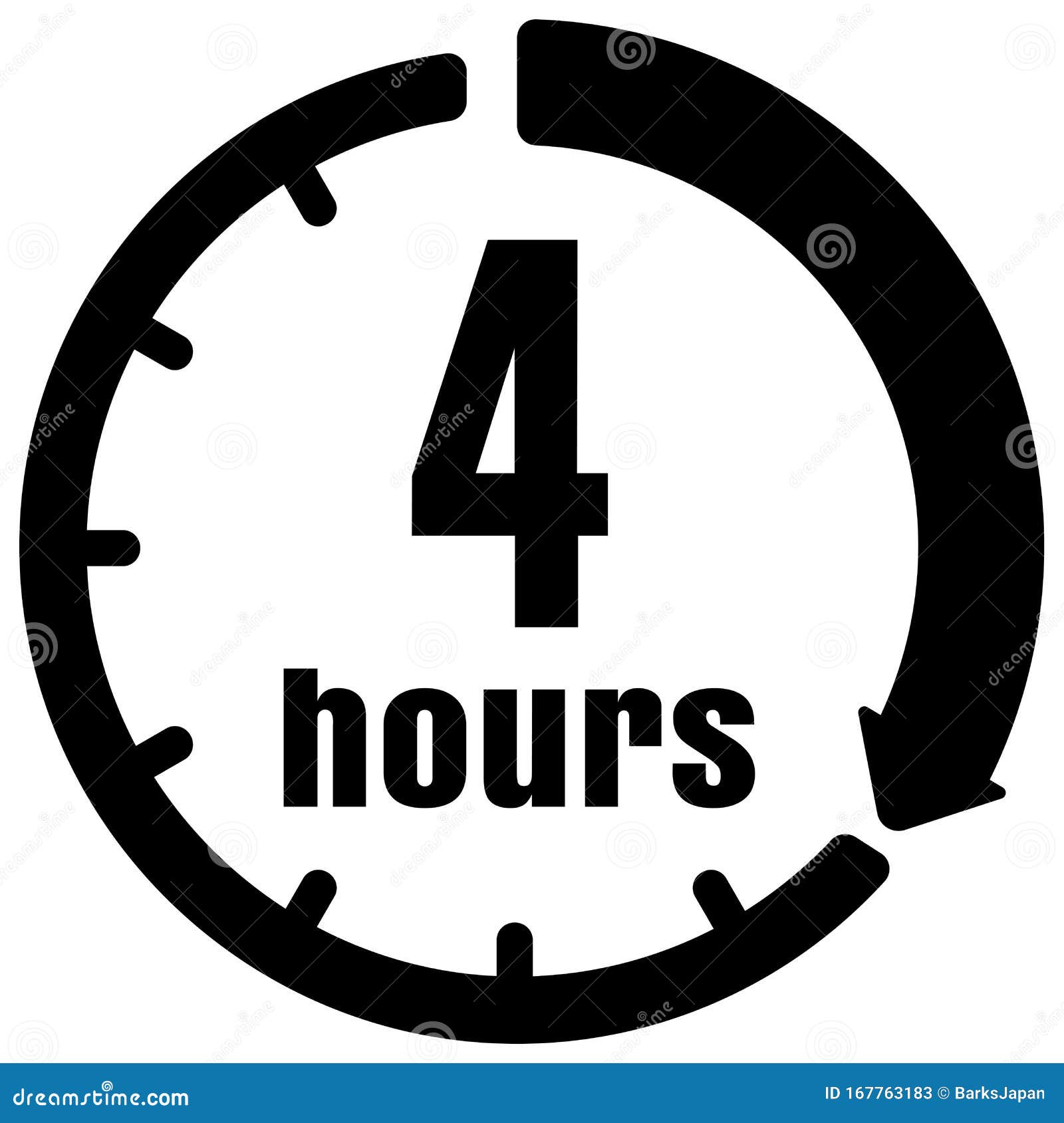 Timer, Clock Icon Illustration 4 Hours Stock Vector - Illustration of ...