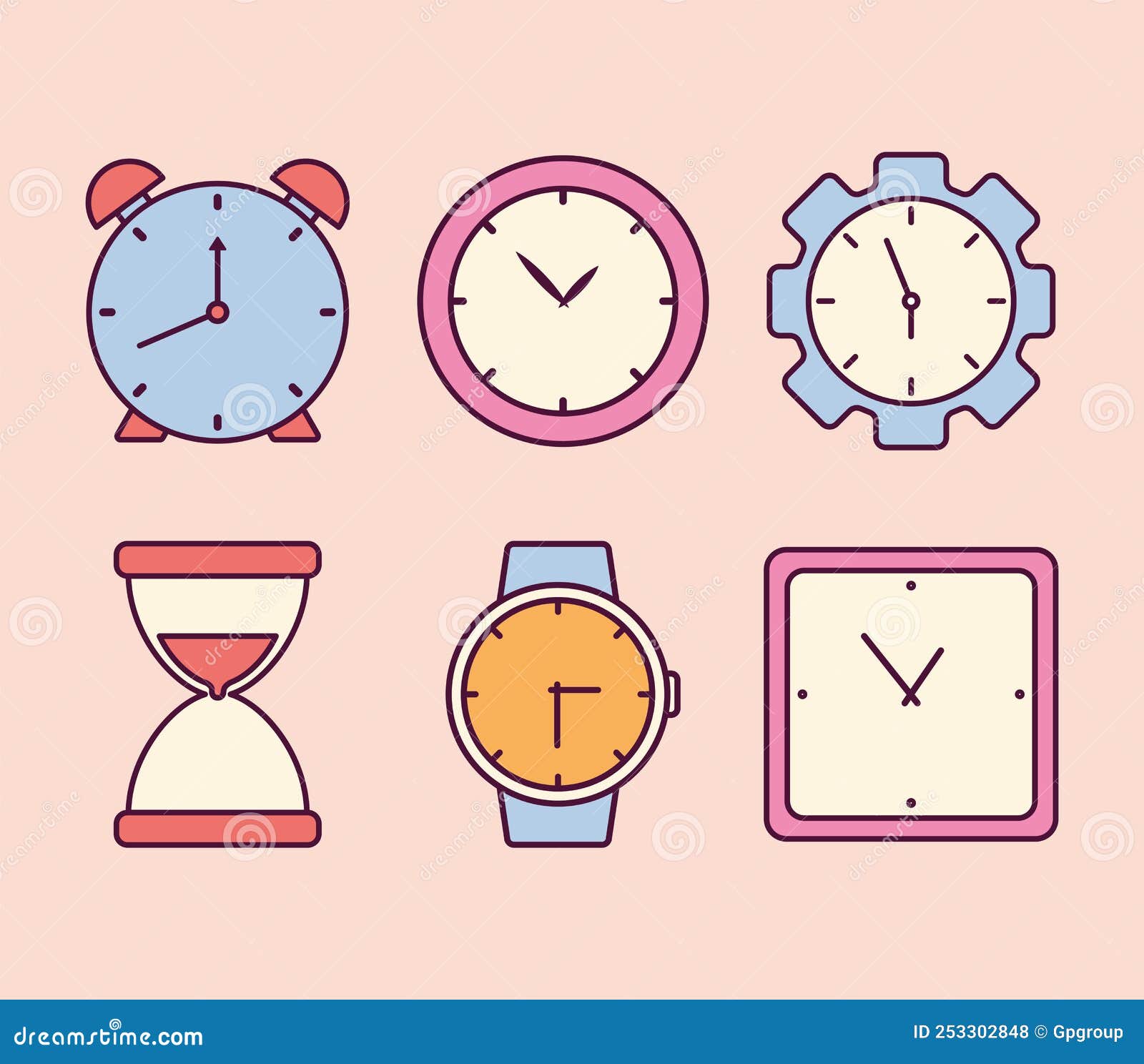 Timer clocks bundle stock vector. Illustration of time - 253302848