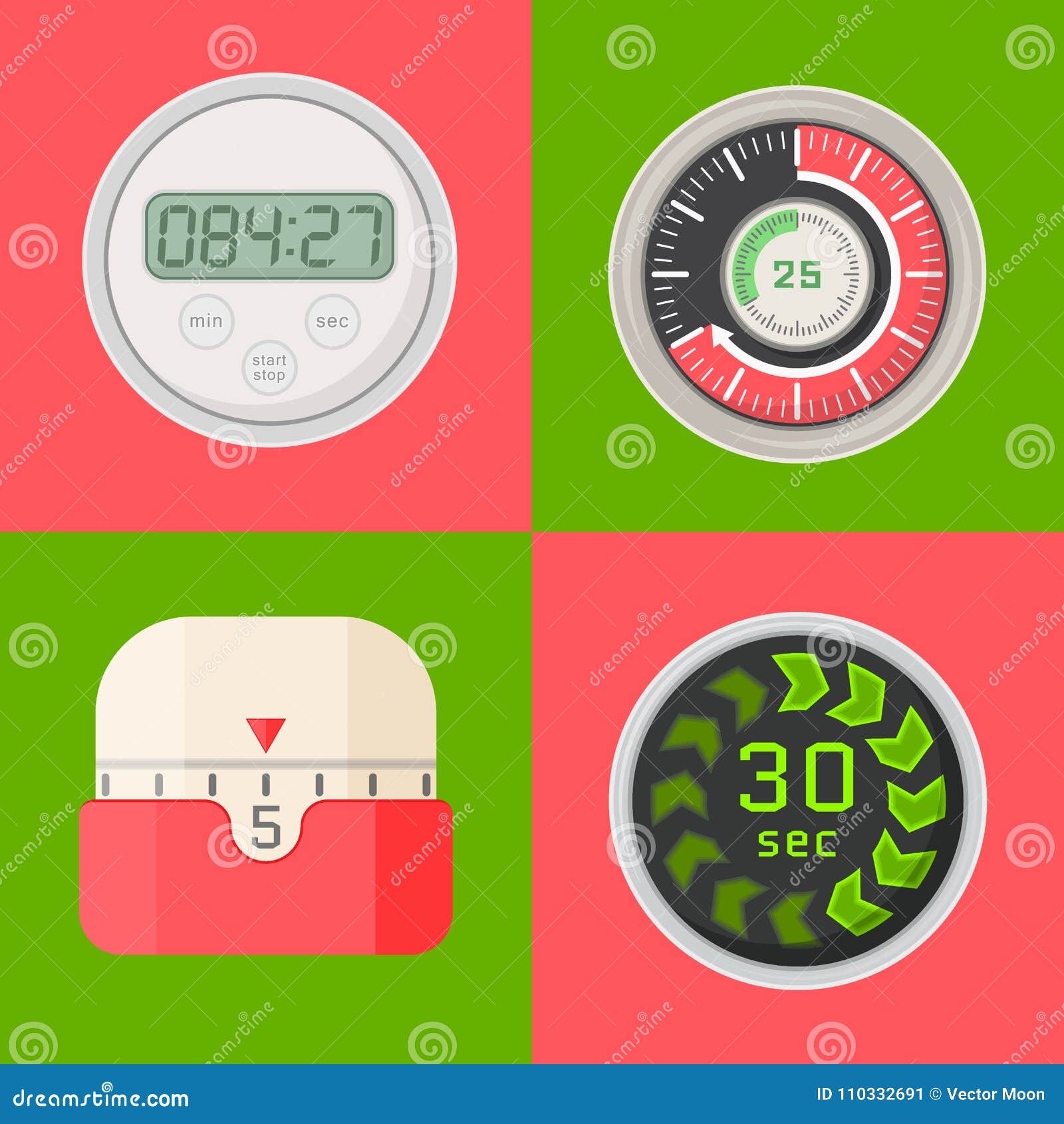 Timer Clocks Vector Illustration Stock Vector - Illustration of graphic ...