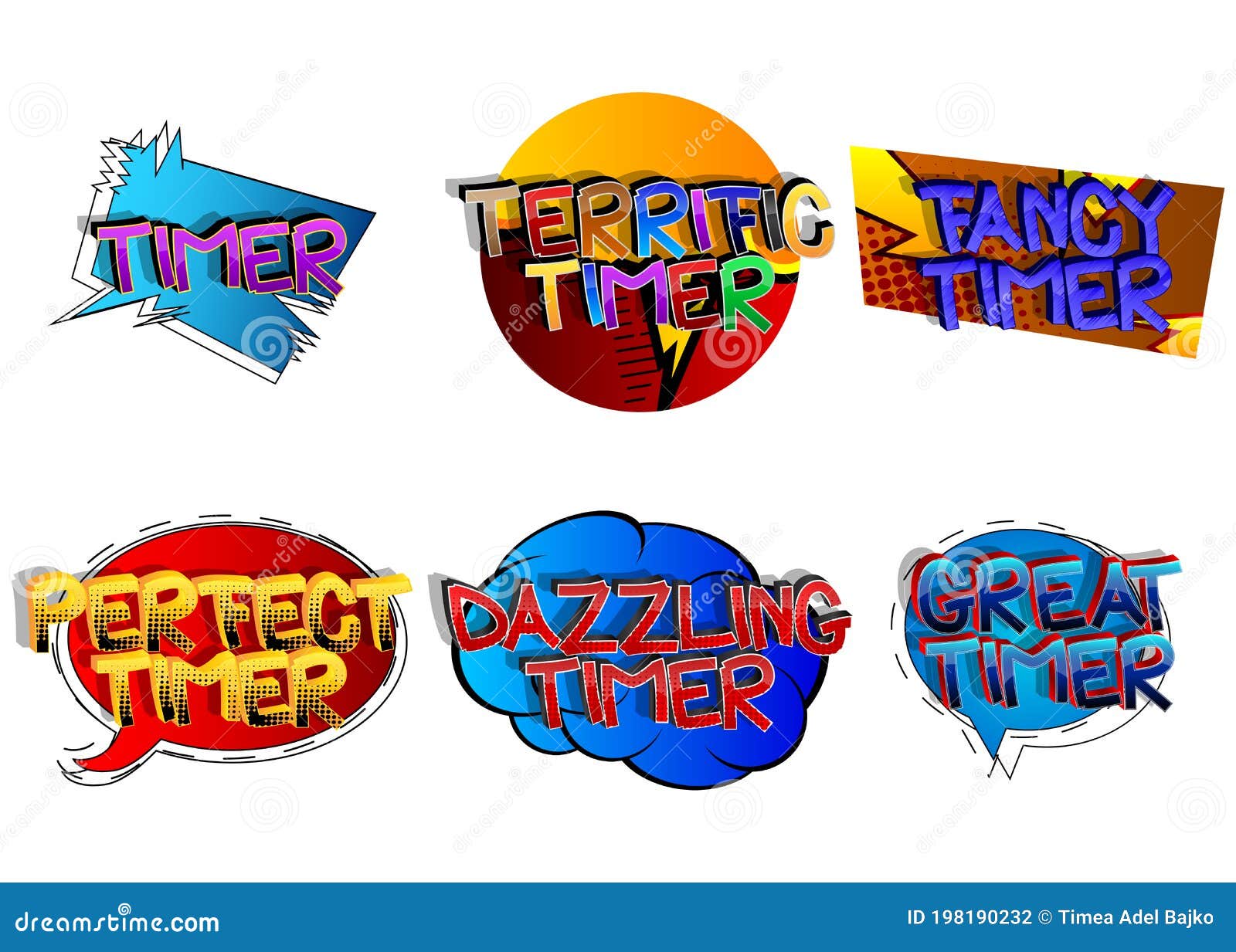 Timer Comic Book Style Cartoon Words Stock Vector - Illustration of ...