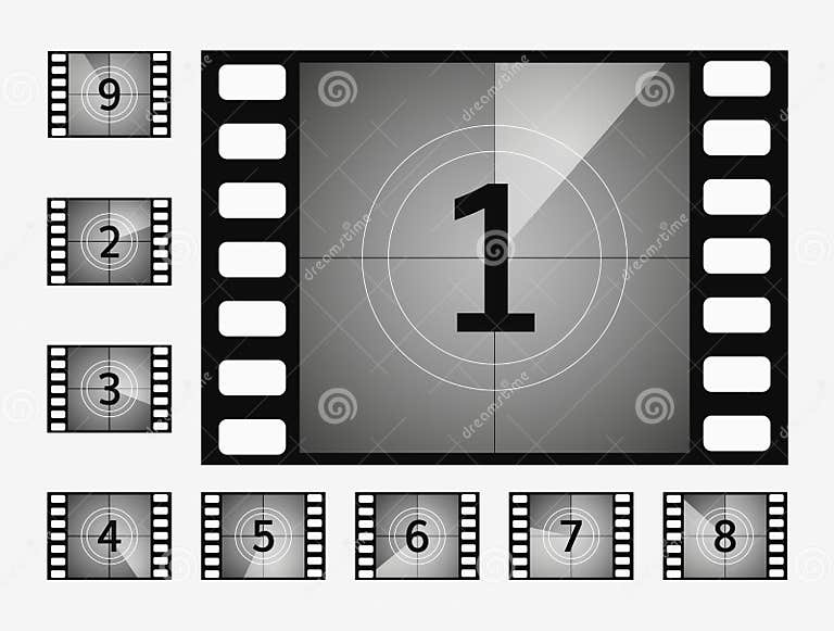 Movie Countdown Numbers Vector Set Stock Vector - Illustration of ...