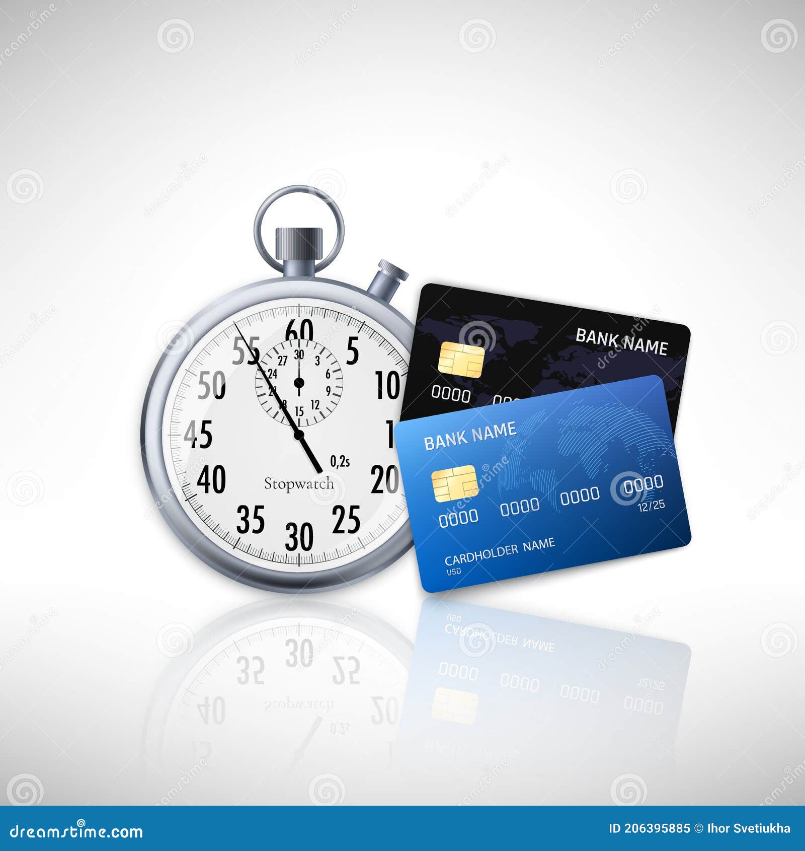 Timer and Credit Card. Fast Loan Concept Stock Vector - Illustration of ...