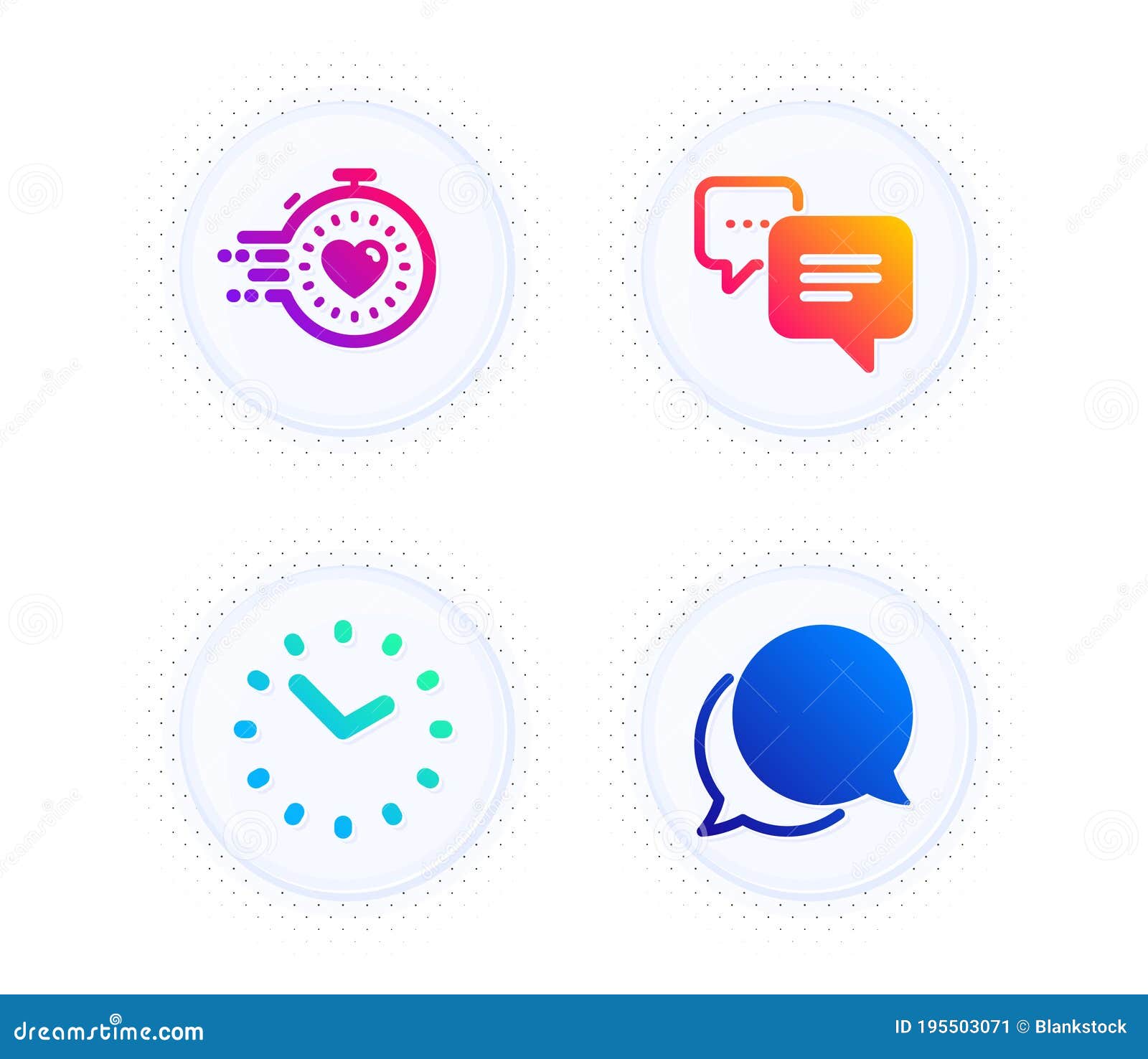 Timer, Dots Message and Time Icons Set. Chat Message Sign. Deadline ...