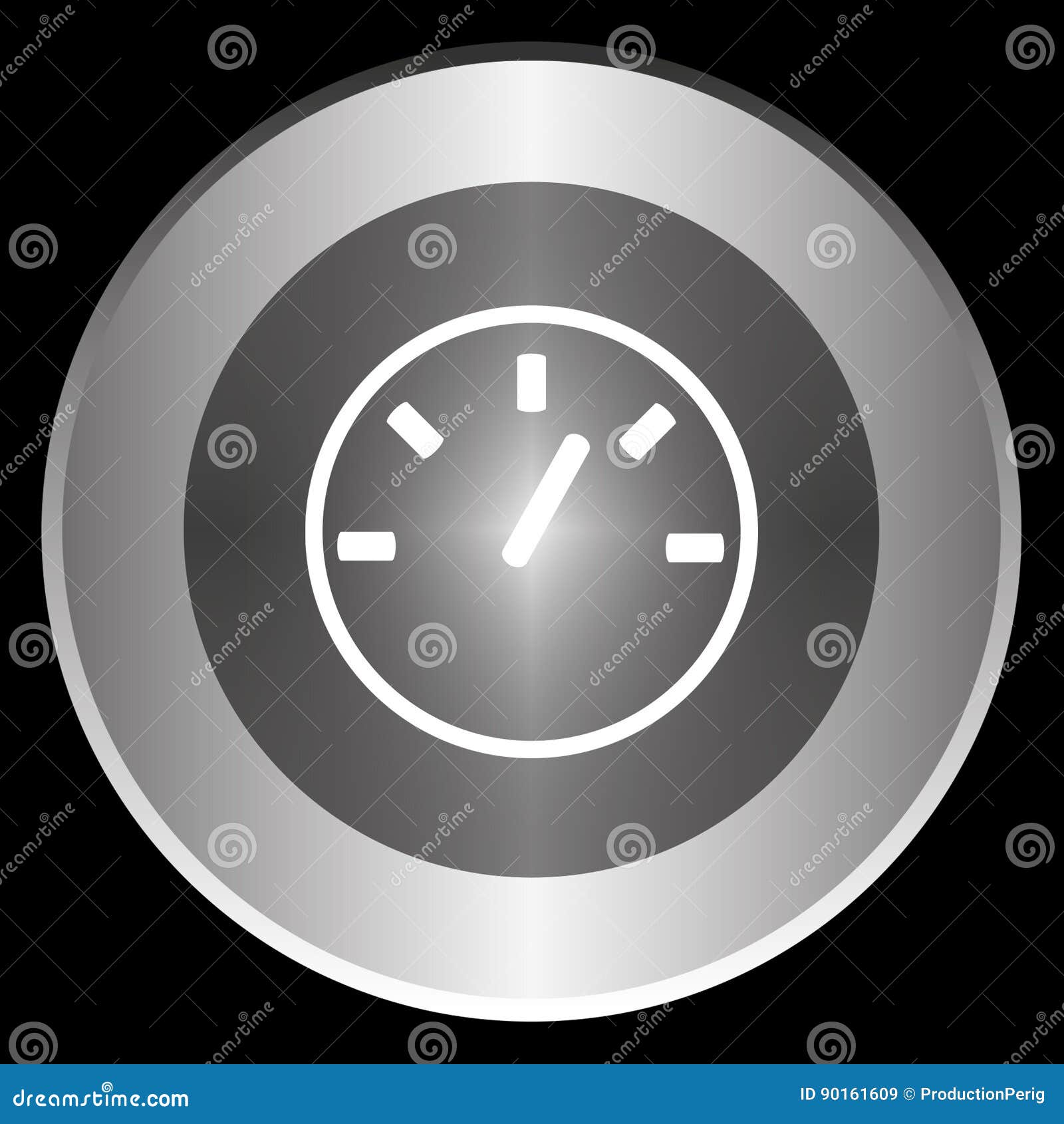 Timer Icon on a Circle Isolated on a Black Background Stock ...