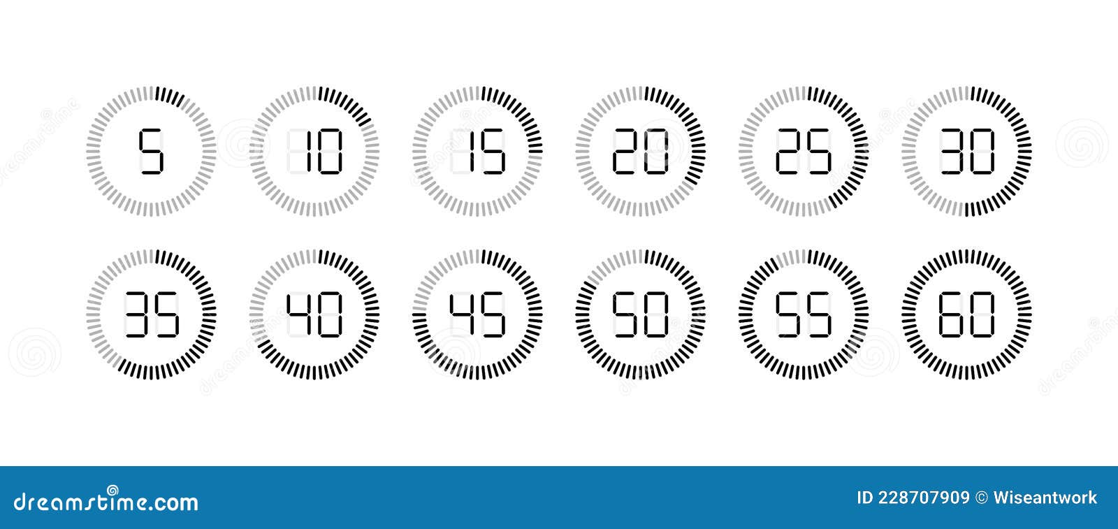 Time Countdown Clock Timer Circle Number. Stopwatch Vector Count ...