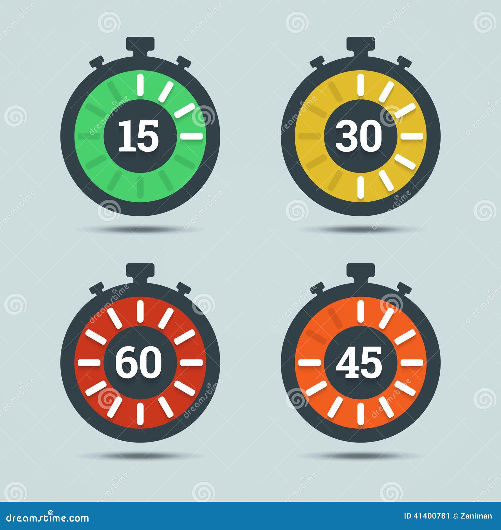 Timer Icons with Color Gradation and Numbers. Stock Vector ...
