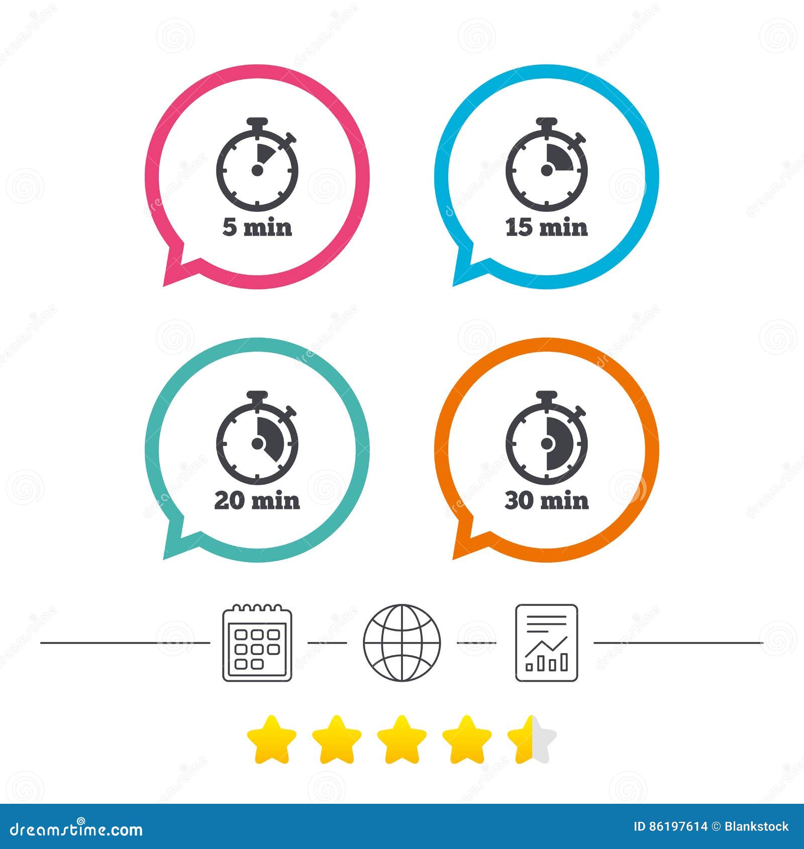 Timer Icons. Five Minutes Stopwatch Symbol. Vector Illustration ... Timer Icons. Five Minutes Stopwatch Symbol. Vector Illustration ...