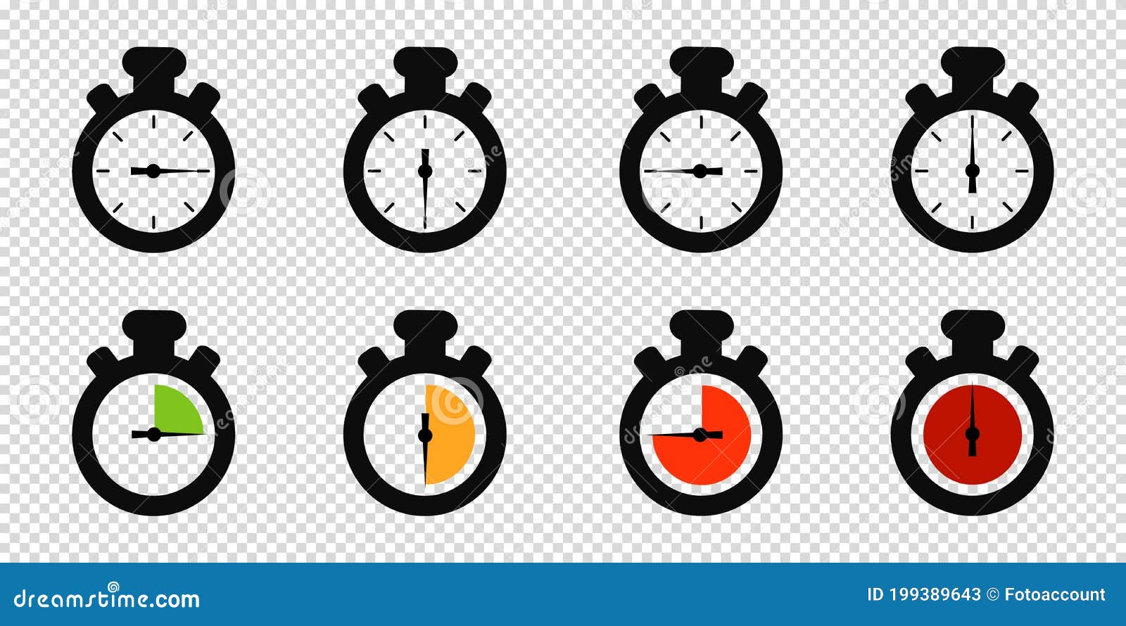 Timer Icons Set - Colorful Different Vector Illustrations - Isolated on ...