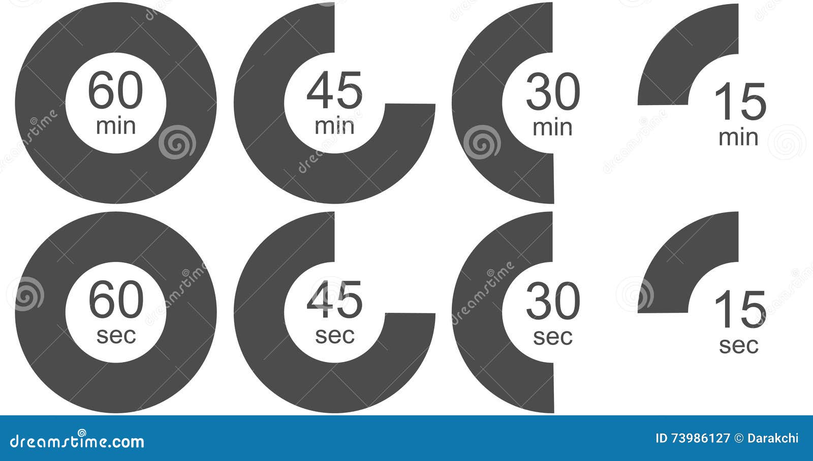 Timer Icons Set, Grey Version Stock Illustration - Illustration of ...