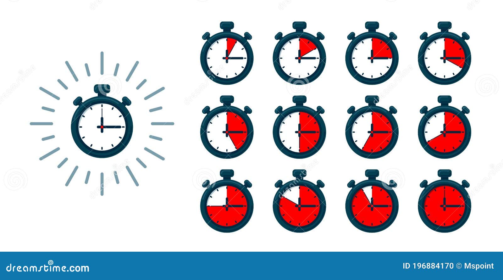 Timer Icons Set. Vector Stopwatch Illustration - Clocks at Different ...