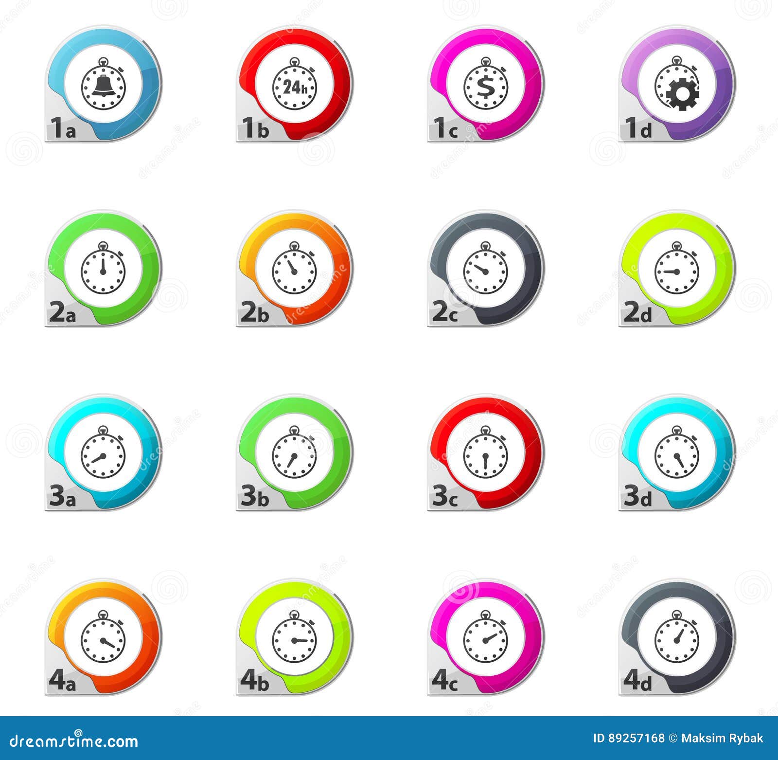 Timer icons set stock illustration. Illustration of interval - 89257168