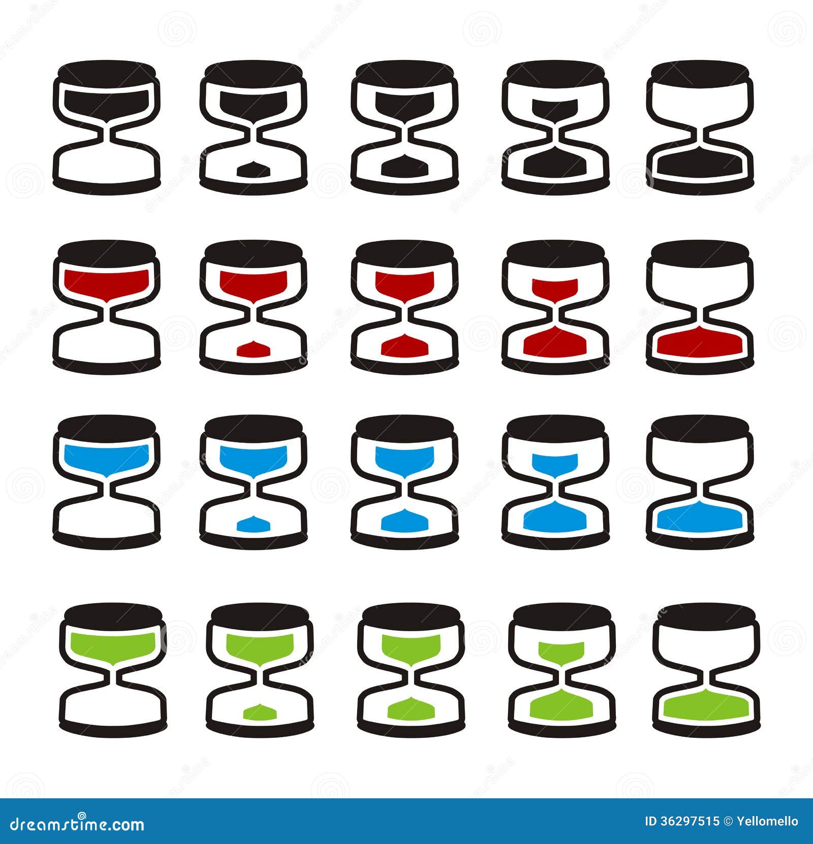 Timer-Ikone Stellt - Sanduhr, Sandglass, Sandtimer, Sanduhr Ein Vektor ...