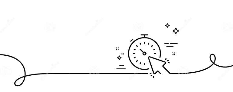 Timer Line Icon. Time or Clock Sign. Continuous Line with Curl. Vector ...