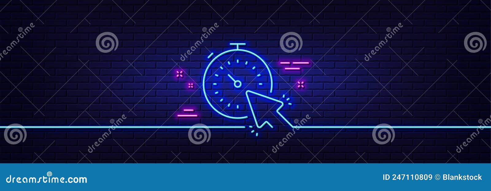 Timer Line Icon. Time or Clock Sign. Neon Light Glow Effect. Vector ...