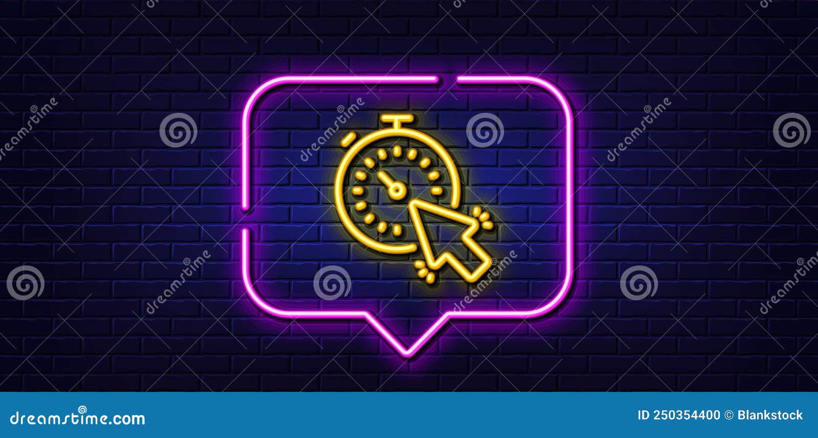 Timer Line Icon. Time or Clock Sign. Neon Light Speech Bubble. Vector ...