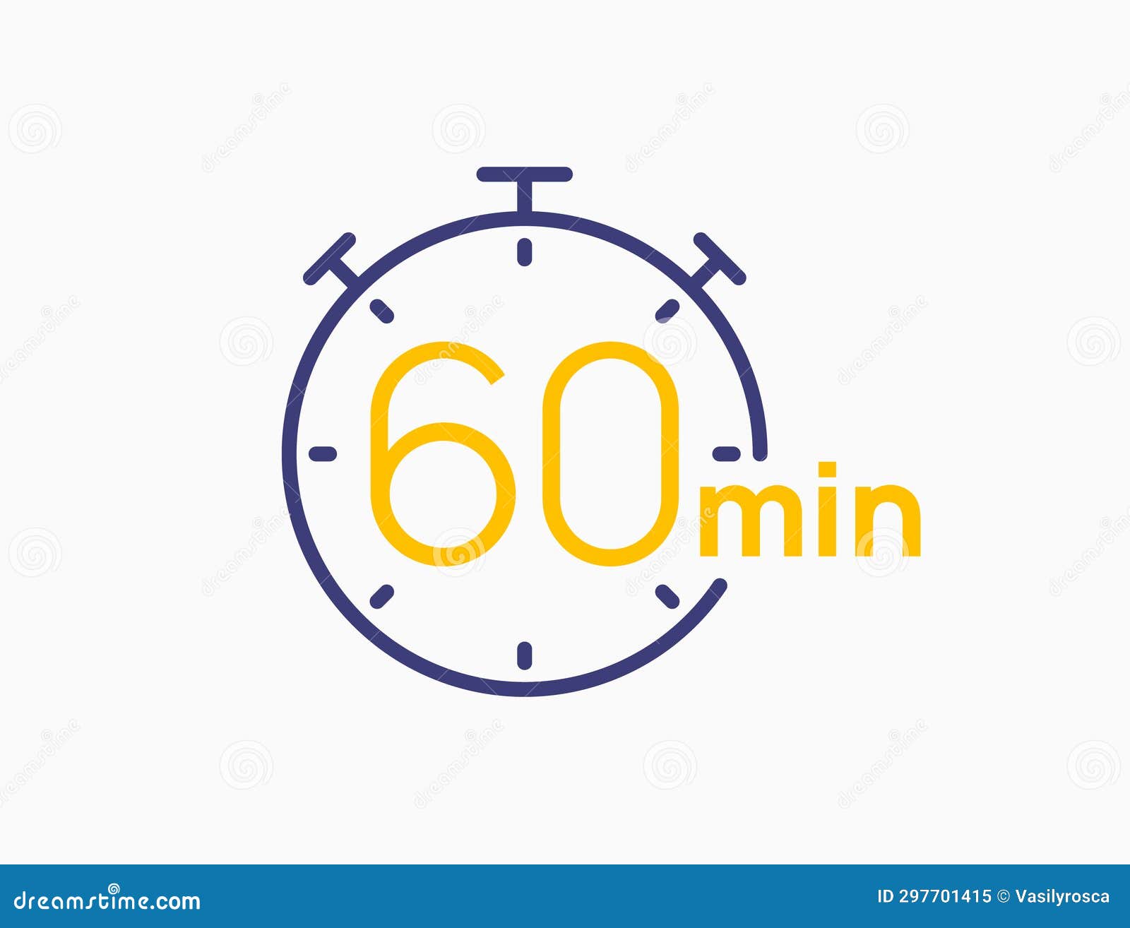 Timer 60 Minutes Line Icon Clock. Countdown Stopwatch Vector Digital ...