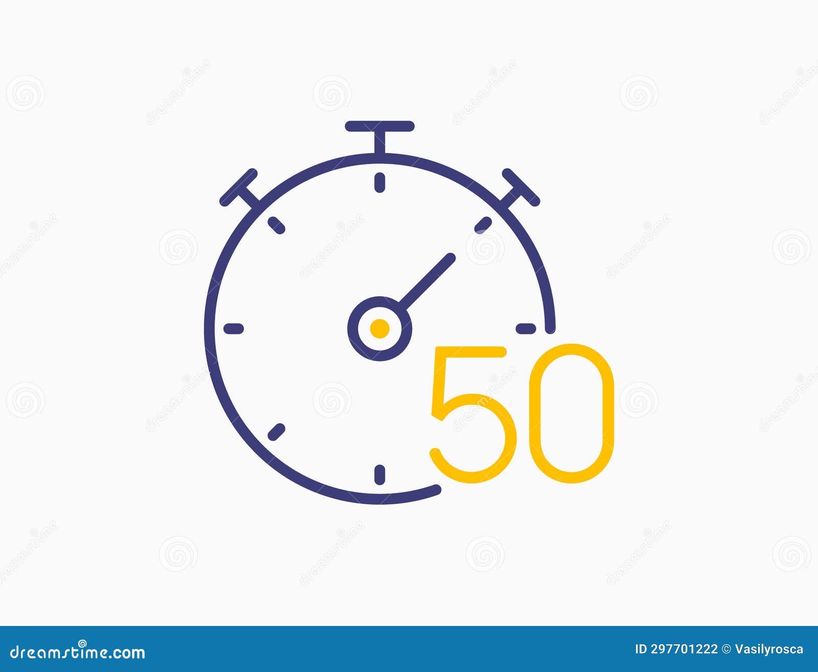 Timer 50 Minutes Line Icon Clock. Countdown Stopwatch Vector Digital ...