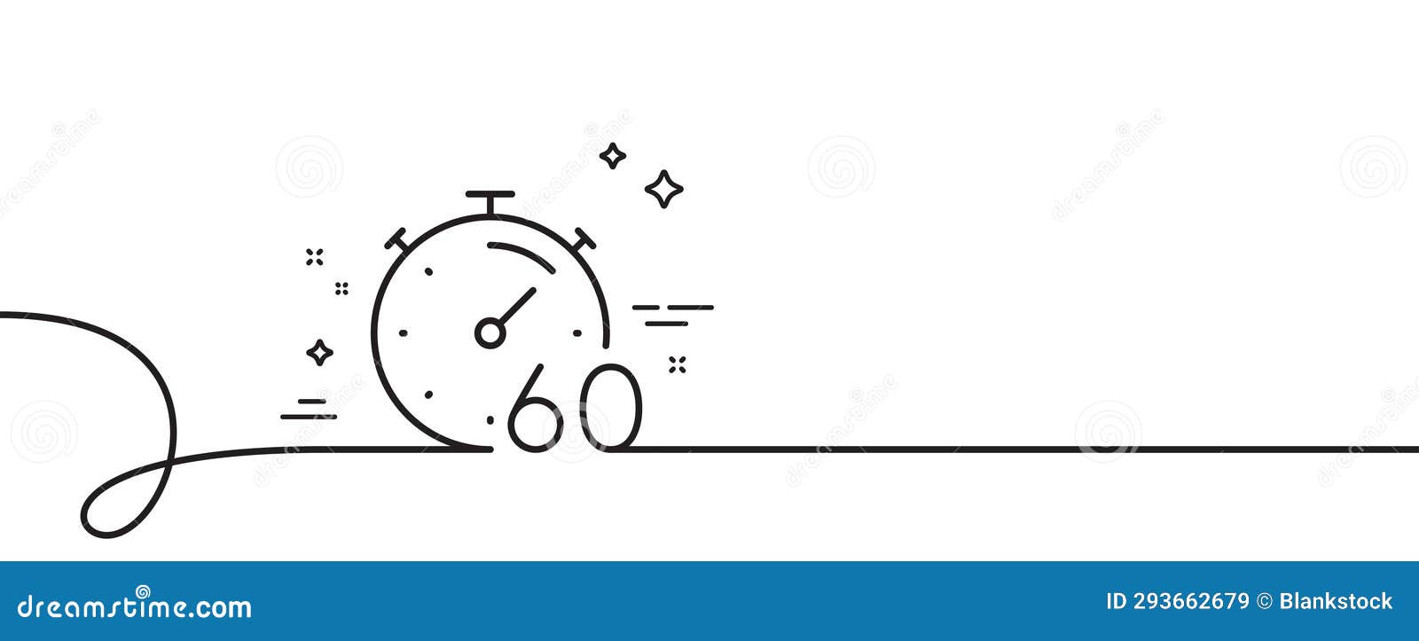 Timer 60 Minutes Line Icon Stopwatch Time Sign Continuous Line With
