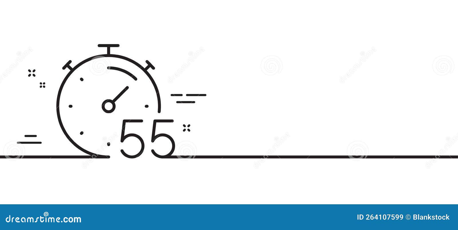 Timer 55 Minutes Line Icon. Stopwatch Time Sign. Vector Stock ...