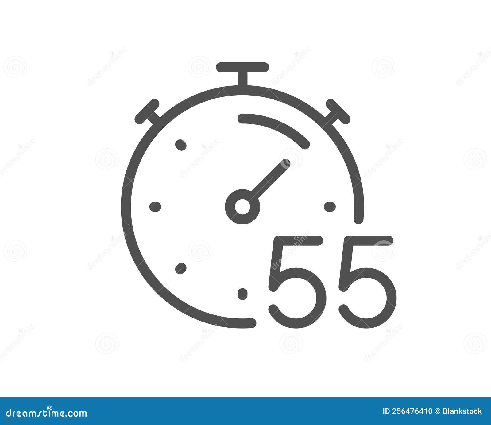 Timer 55 Minutes Line Icon. Stopwatch Time Sign. Vector Stock Vector ...