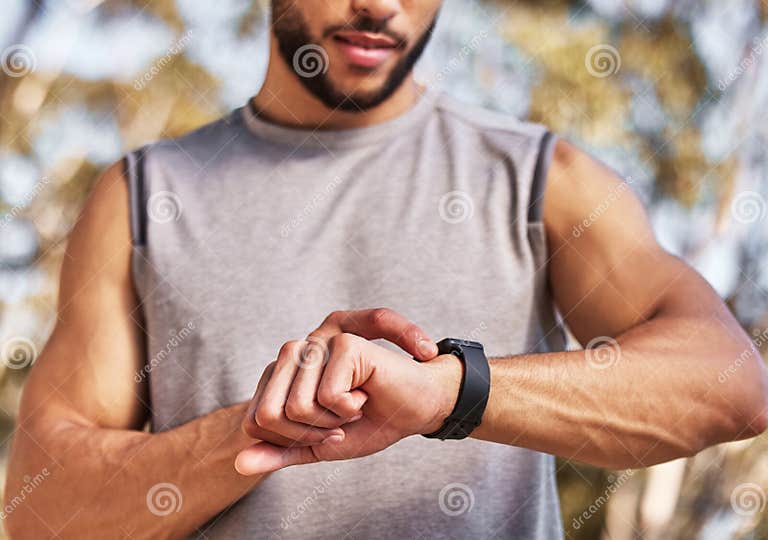 Timer Ready, Lets Go. an Unrecognizable Man Standing Alone and Setting ...