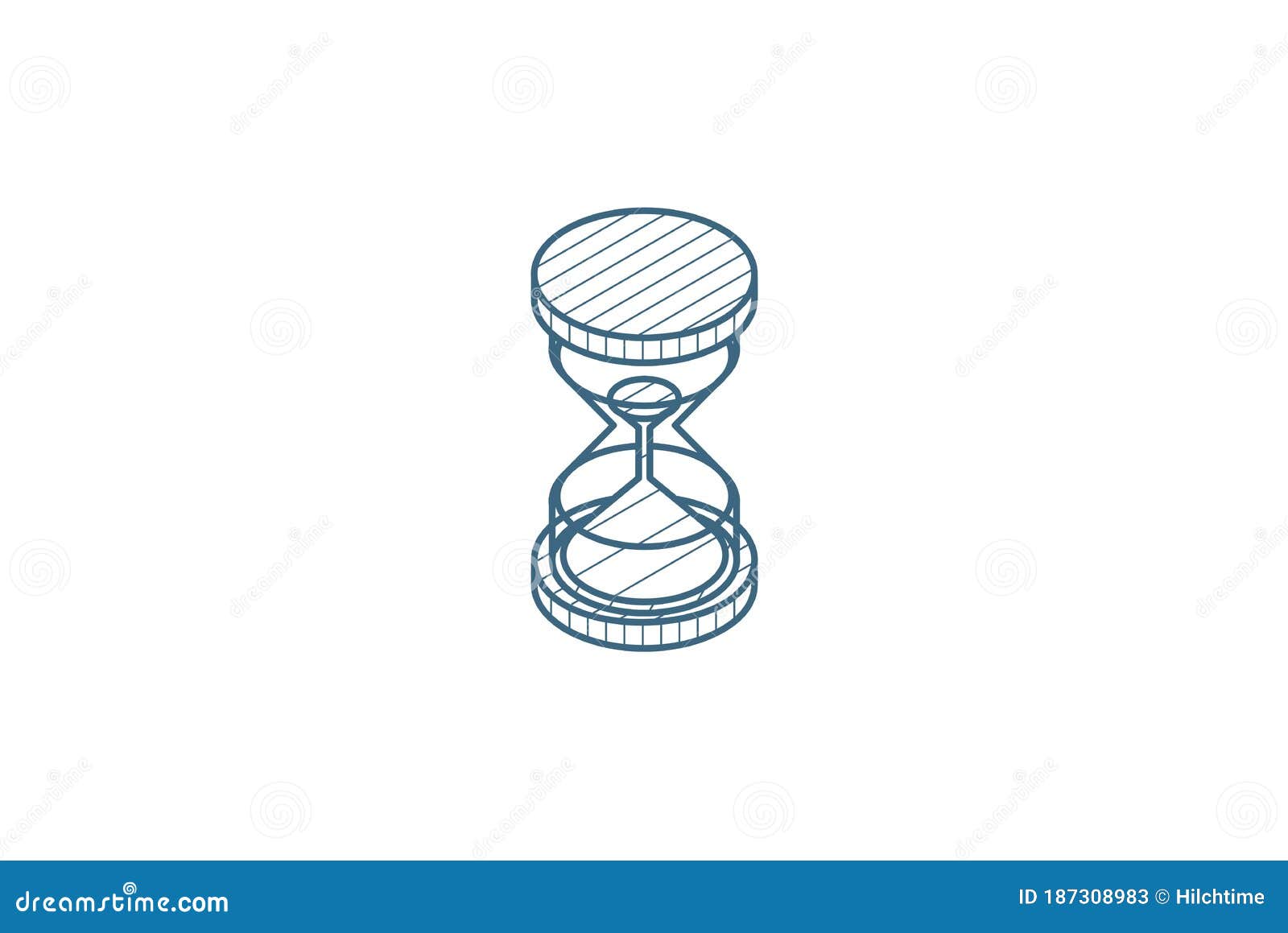 Timer, Sand Hourglass, Glass Clock Isometric Icon. 3d Line Art ...