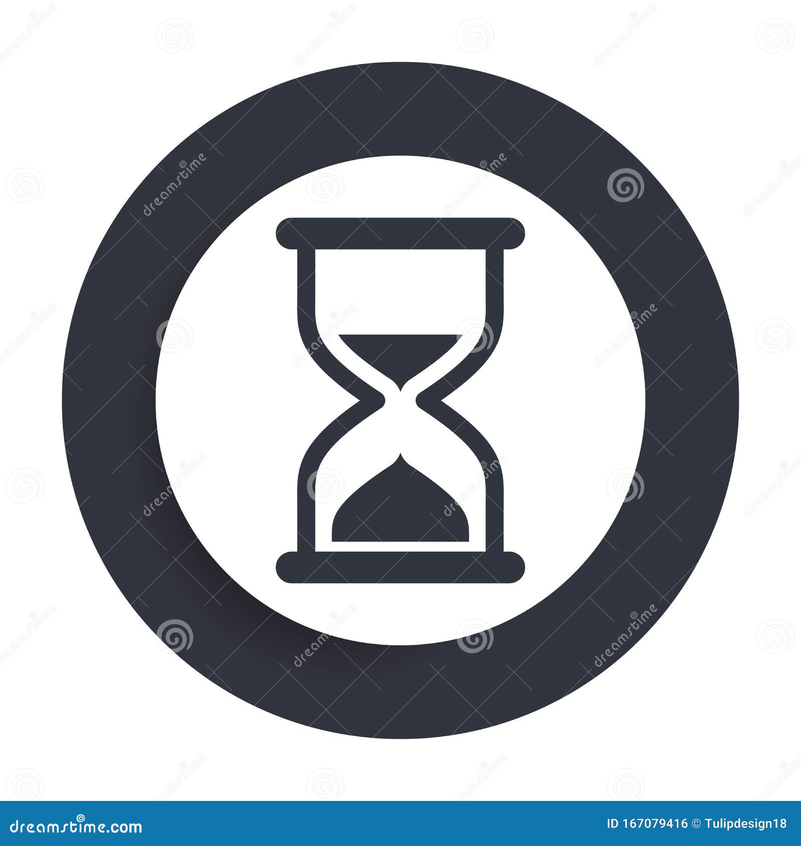 Timer Sand Hourglass Icon Flat Vector Round Button Clean Black And