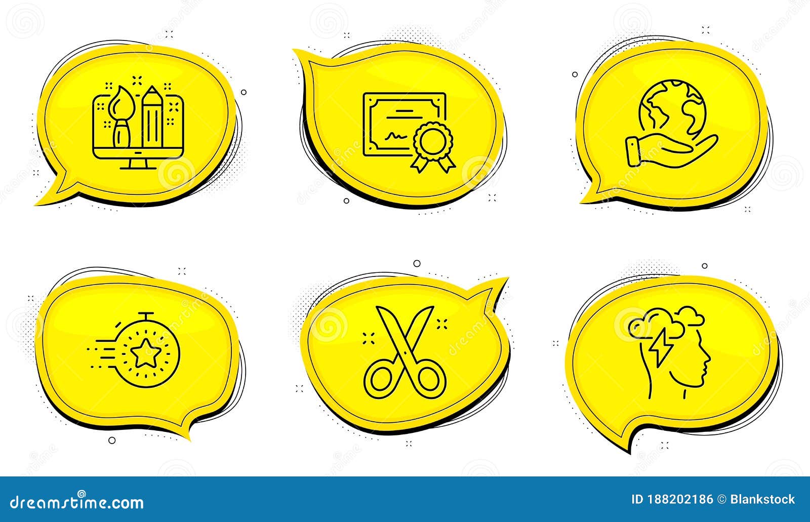 Timer, Scissors and Creative Design Icons Set. Mindfulness Stress Sign ...