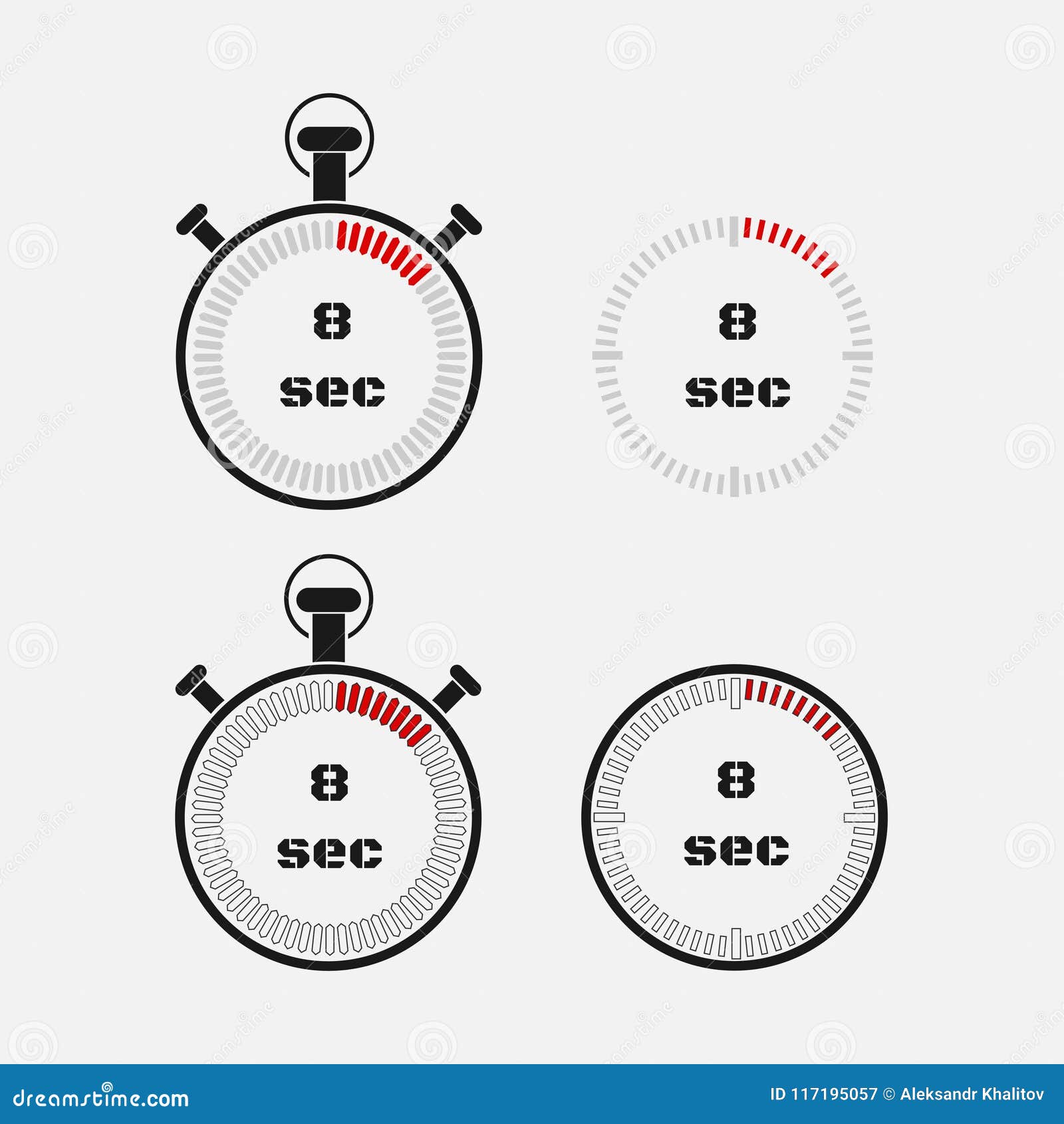 Timer 8 Seconds on Gray Background . Stock Illustration - Illustration ...