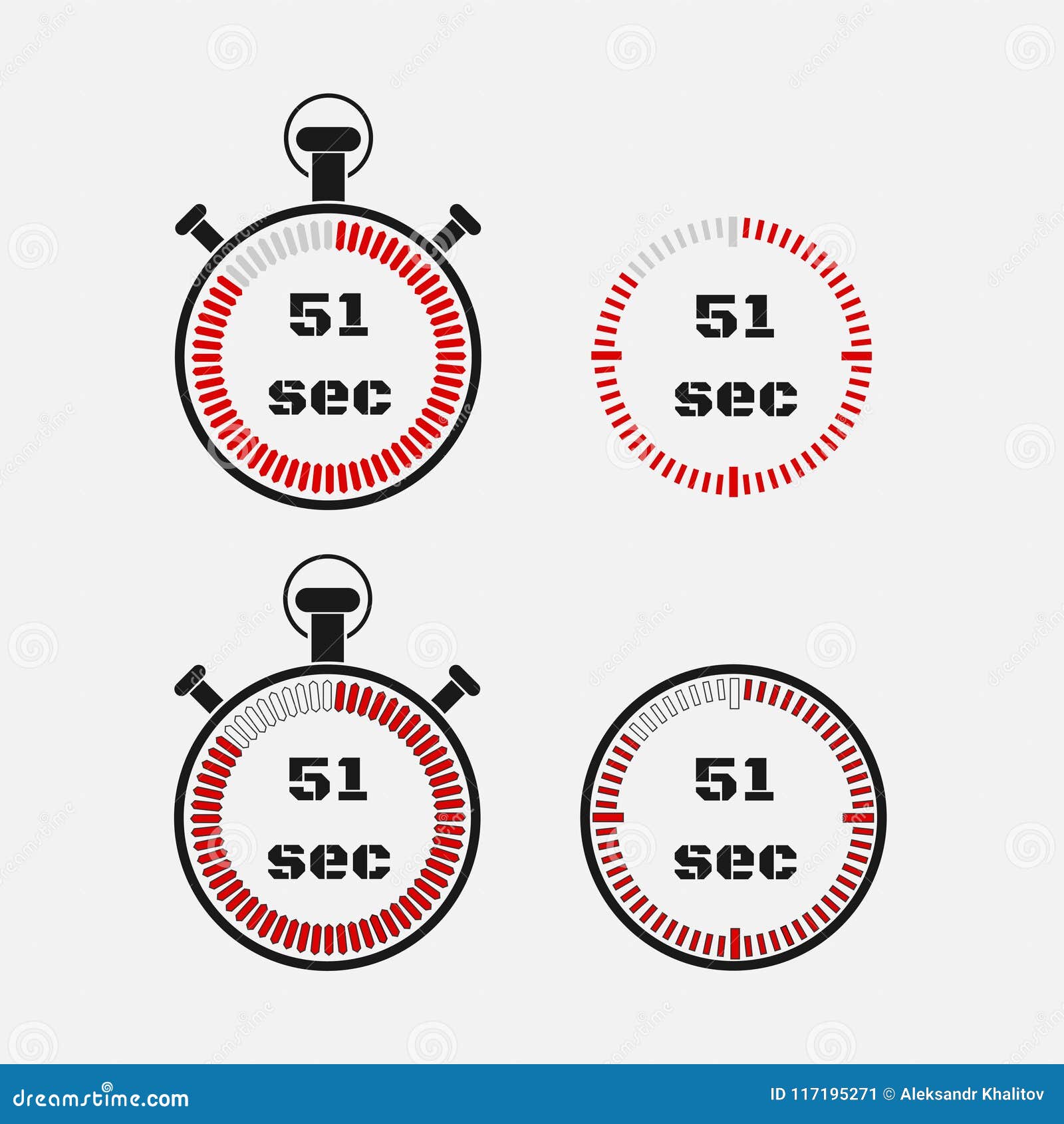 Timer 51 Seconds on Gray Background . Stock Illustration - Illustration ...