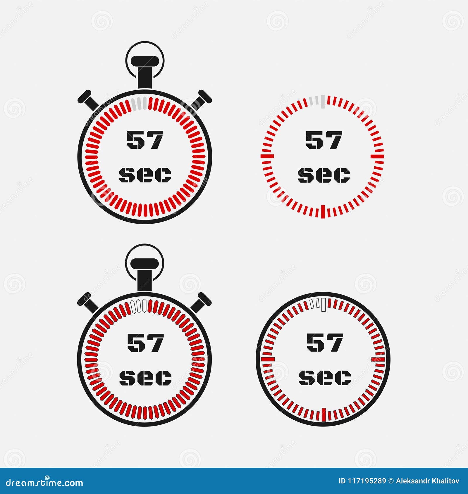 Timer 57 Seconds on Gray Background . Stock Illustration - Illustration ...