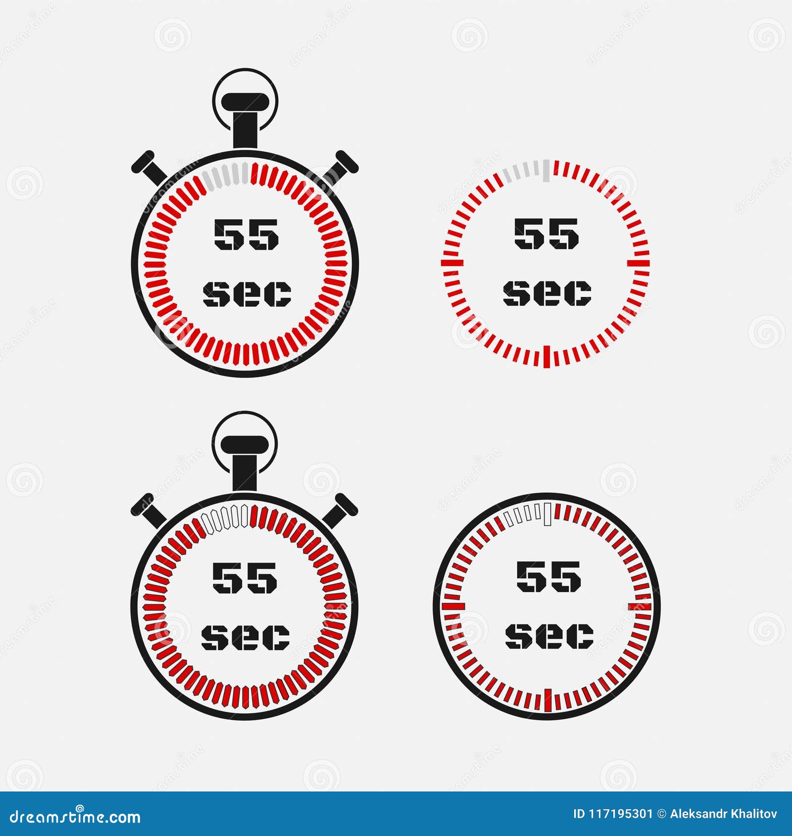 Timer 55 Seconds on Gray Background . Stock Illustration - Illustration ...