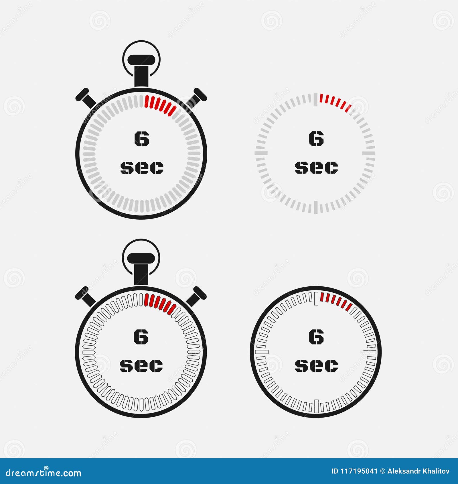 Timer 6 Seconds on Gray Background . Stock Illustration - Illustration of black, graphic: 117195041