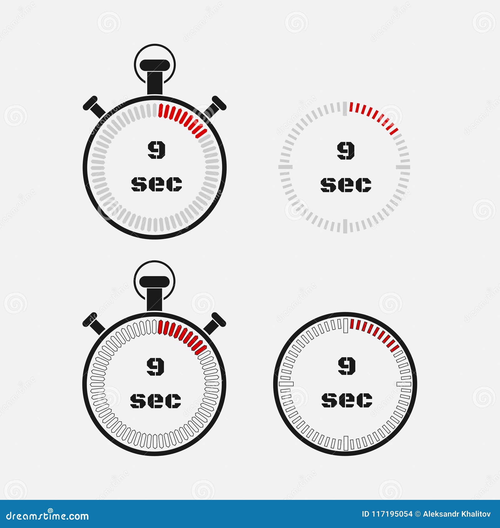 Timer 9 Seconds on Gray Background . Stock Illustration - Illustration of modern, badge: 117195054
