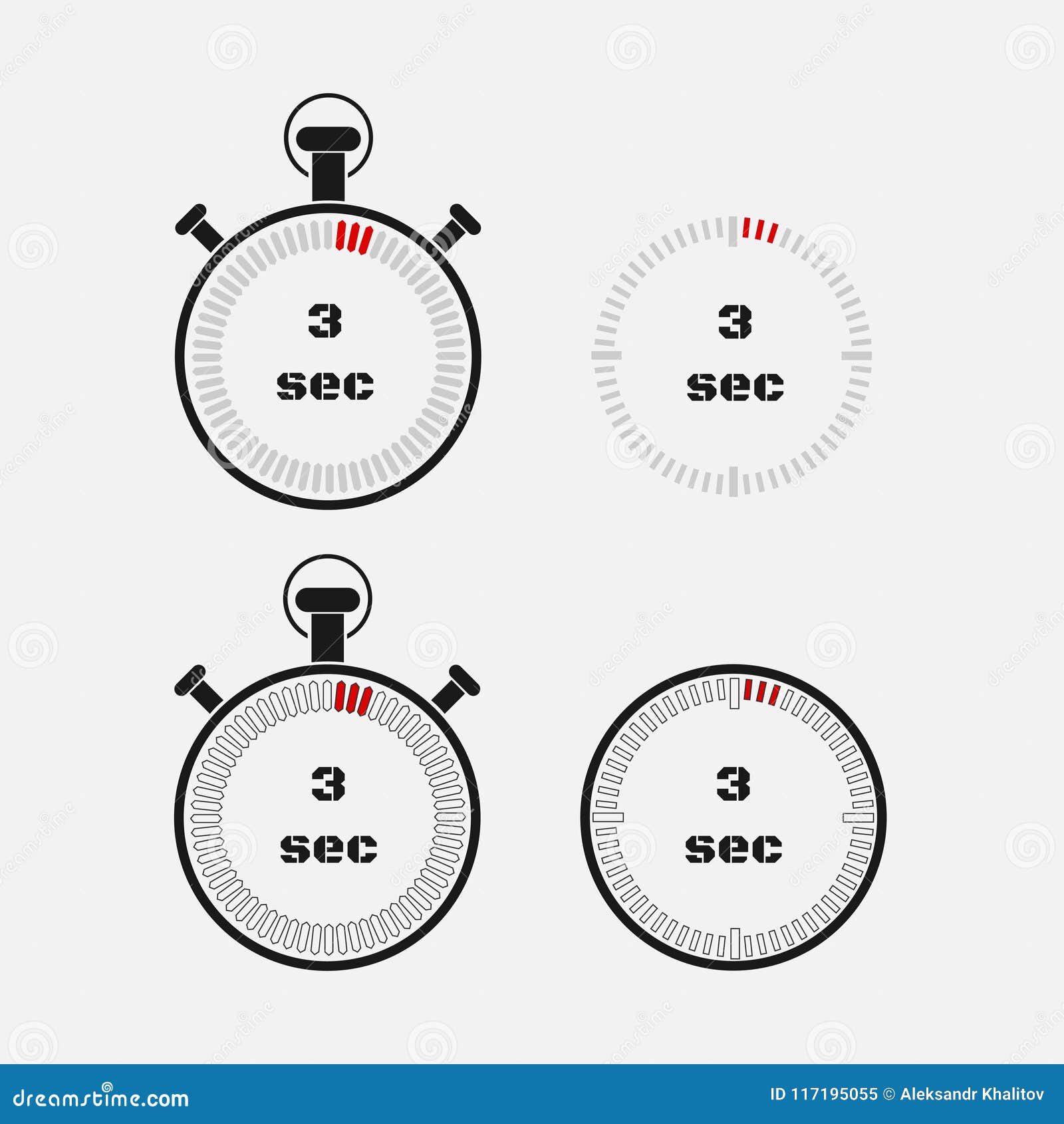 Timer 3 Seconds on Gray Background . Stock Illustration - Illustration ...